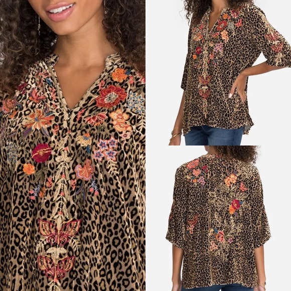 Johnny Was | Tops | Johnny Was Cheetah Print Top | Poshmark